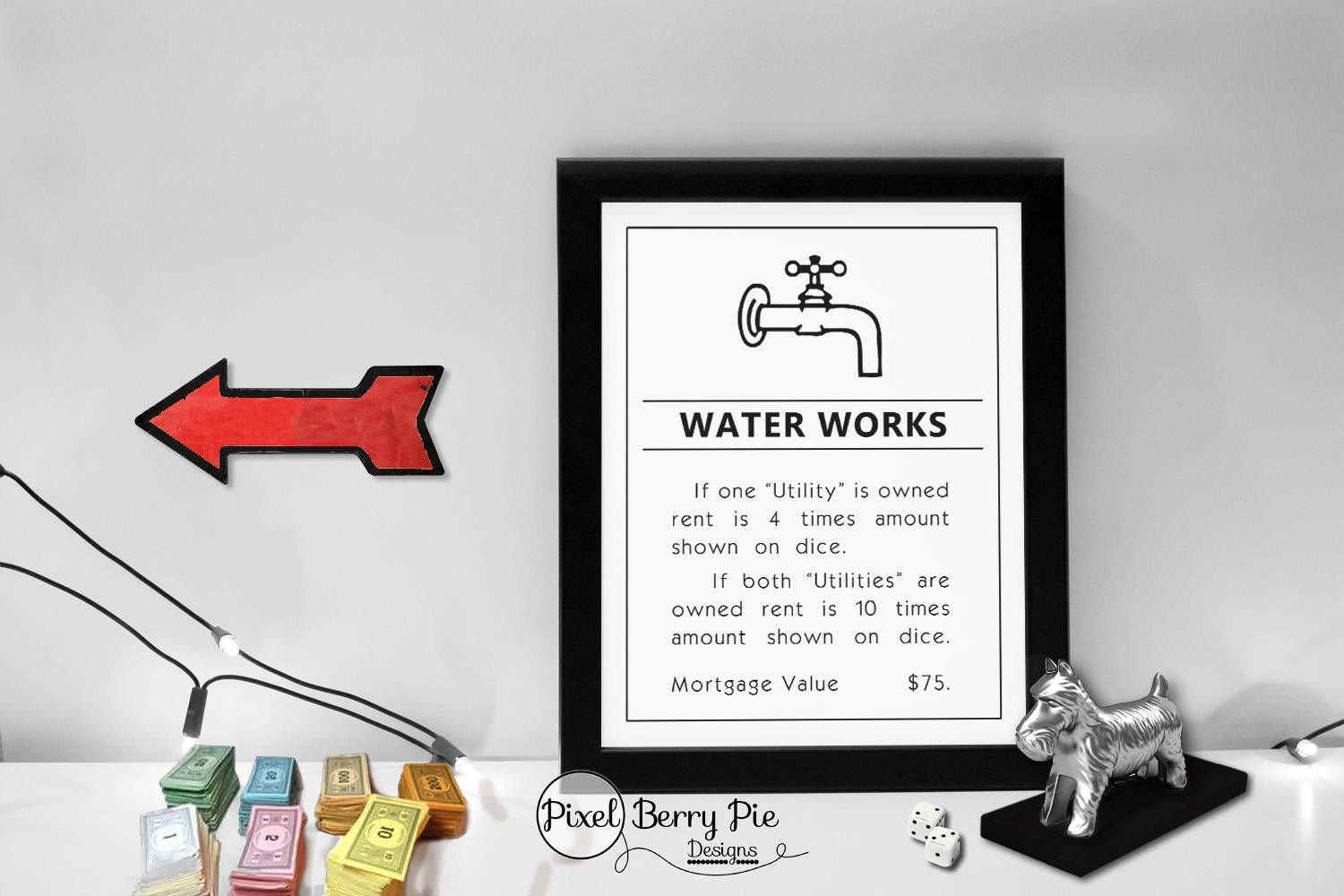 Monopoly Utilities Property Card, 8x10 Art Print // Water & Electric ...