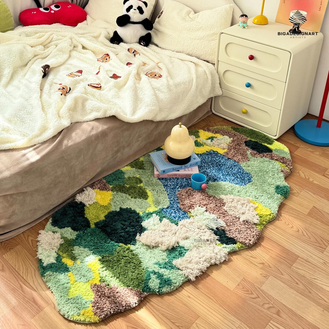 Moss Forest Rugs,beside Rugs, Green Moss Latch Hook Rugs,carpet Custom ...