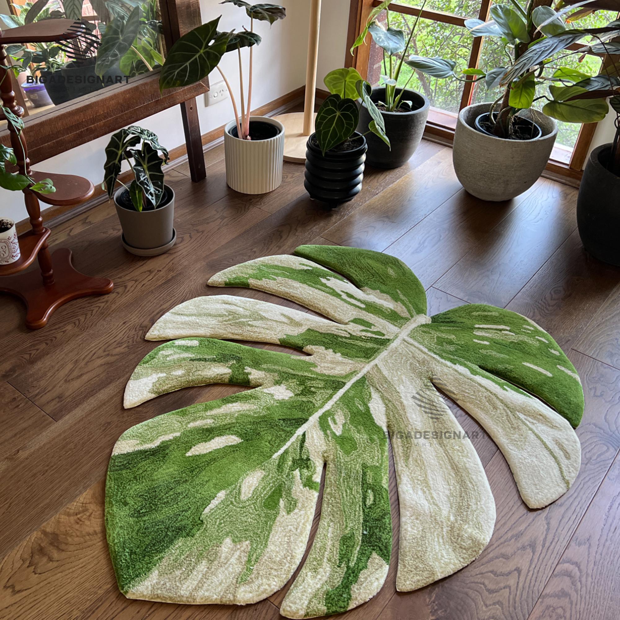 Monstera Rug,alocasia Tufted Rugs,green Monstera Leaf Rug,hand-tufted ...