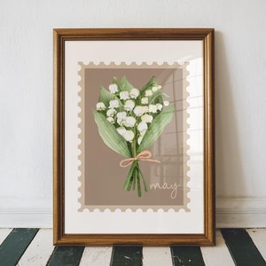 Birth Flower Stamp Printable Wall Art Home Decor Living Room Decor ...