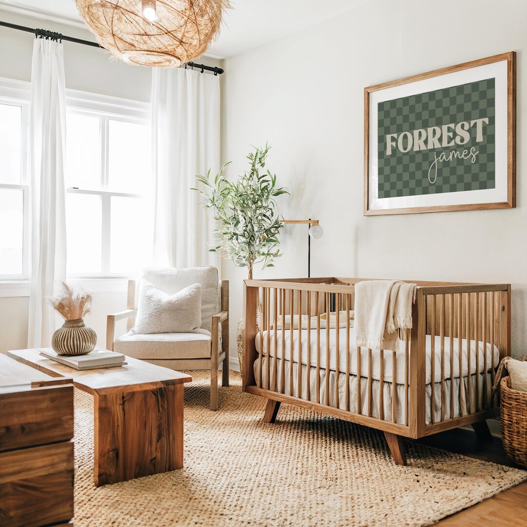 Checkered Crib Sign Baby Nursery Sign Checkered Nursery Decor Baby Boy ...