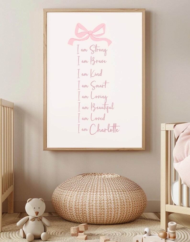 Nursery Wall Art Girl Room Decor Prints With Bow Nursery Prints Girl ...