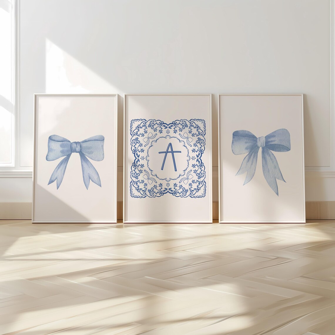 Vintage Bow Print Custom Baby Name Bow Nursery Decor Baby Girl Room ...