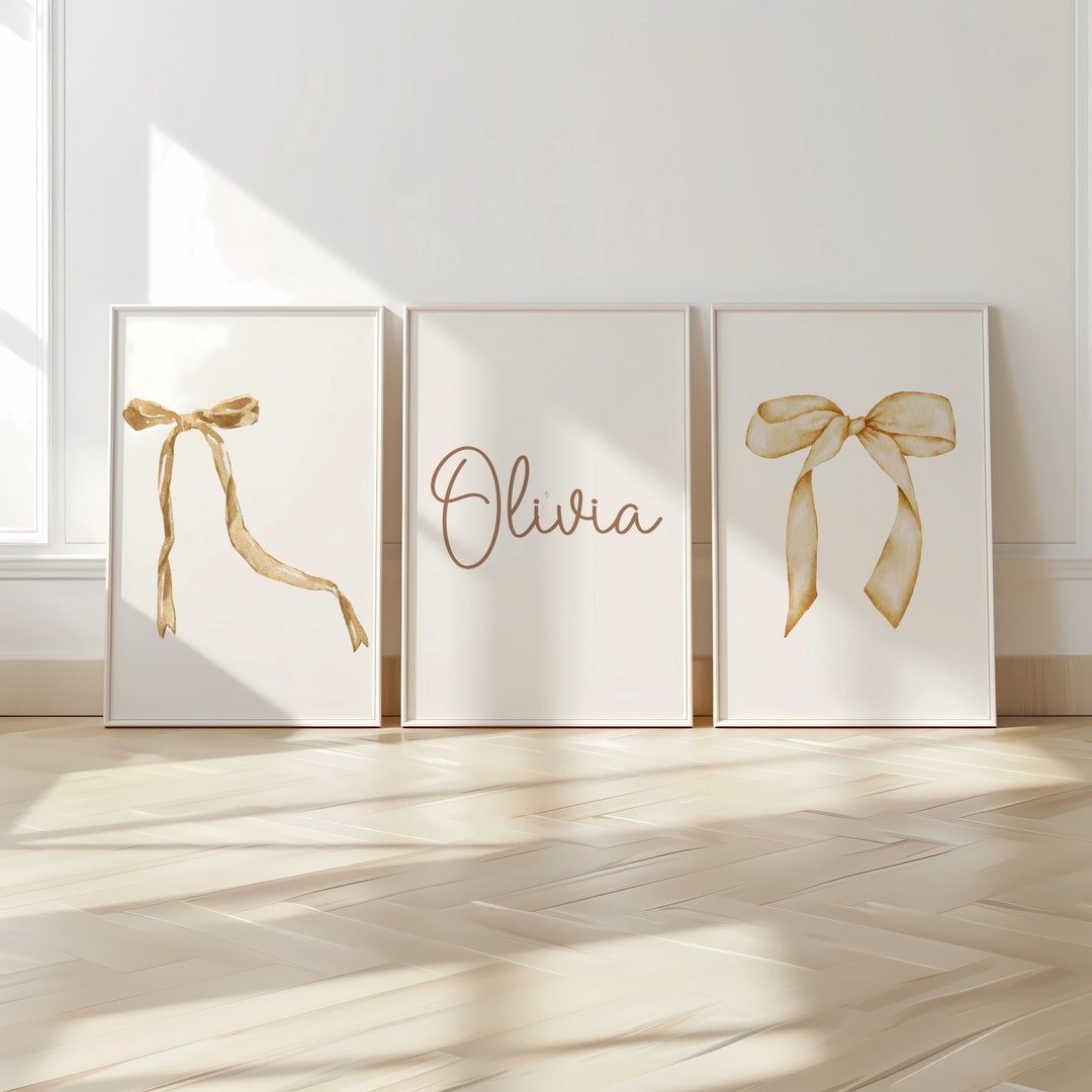 Bow Nursery Print Custom Monogram Bow Sign Digital Print Bow Decor for ...
