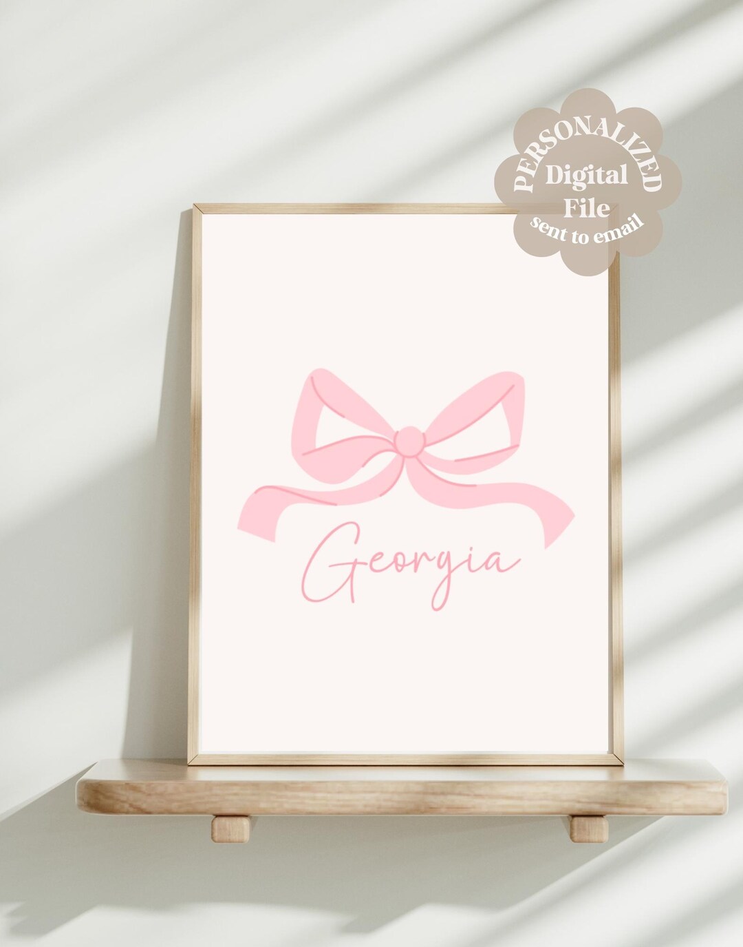 Bow Wall Decor Bow Digital Print for Nursery Sign With Bow Custom Name ...