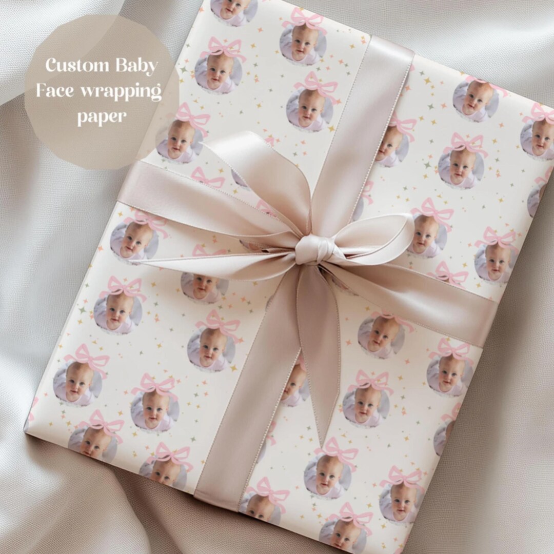 Personalized Baby Shower Wrapping Paper With Baby Face Custom Wrapping ...