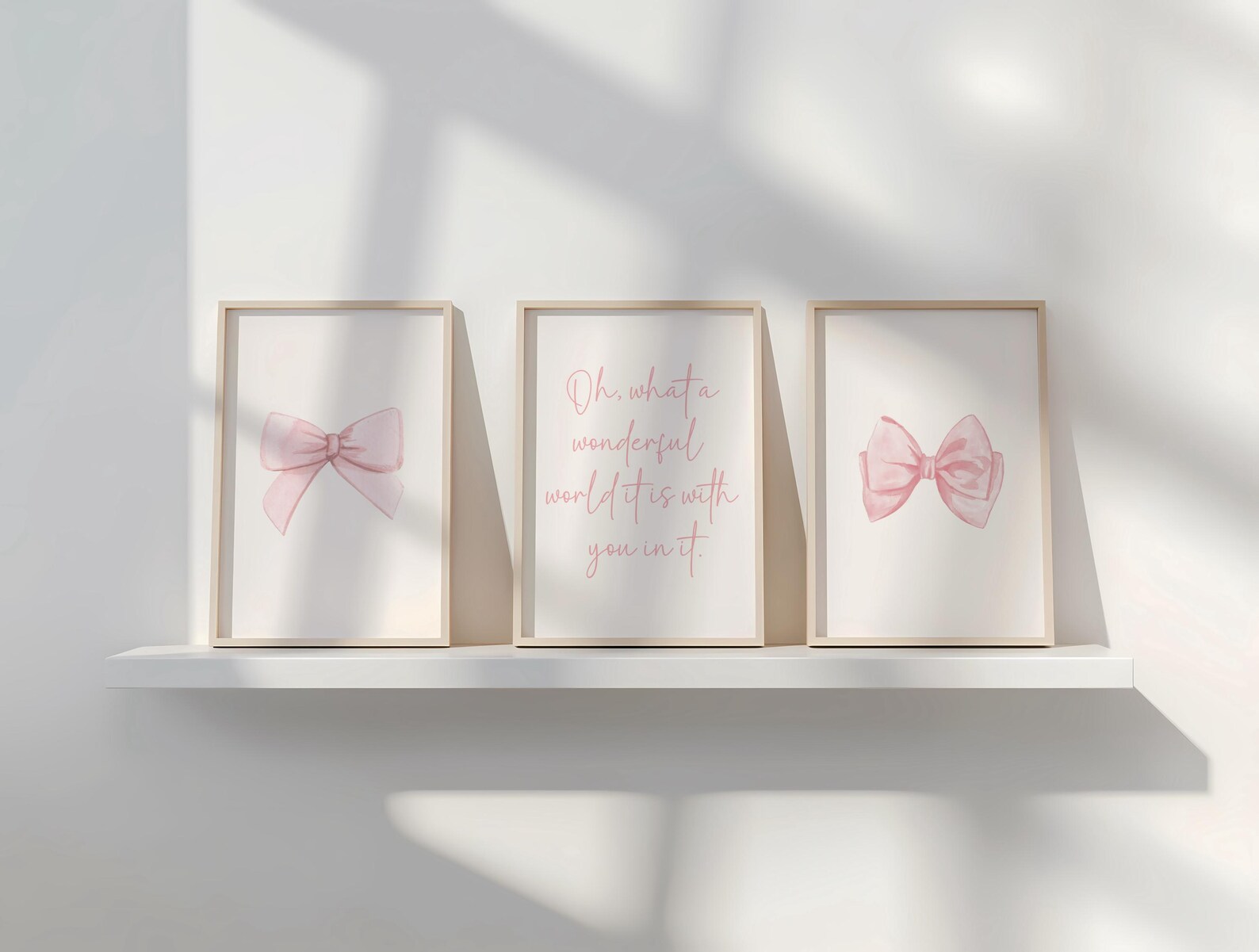 Baby Girl Nursery Bow Digital Print Gingham Coquette Decor for Girl ...