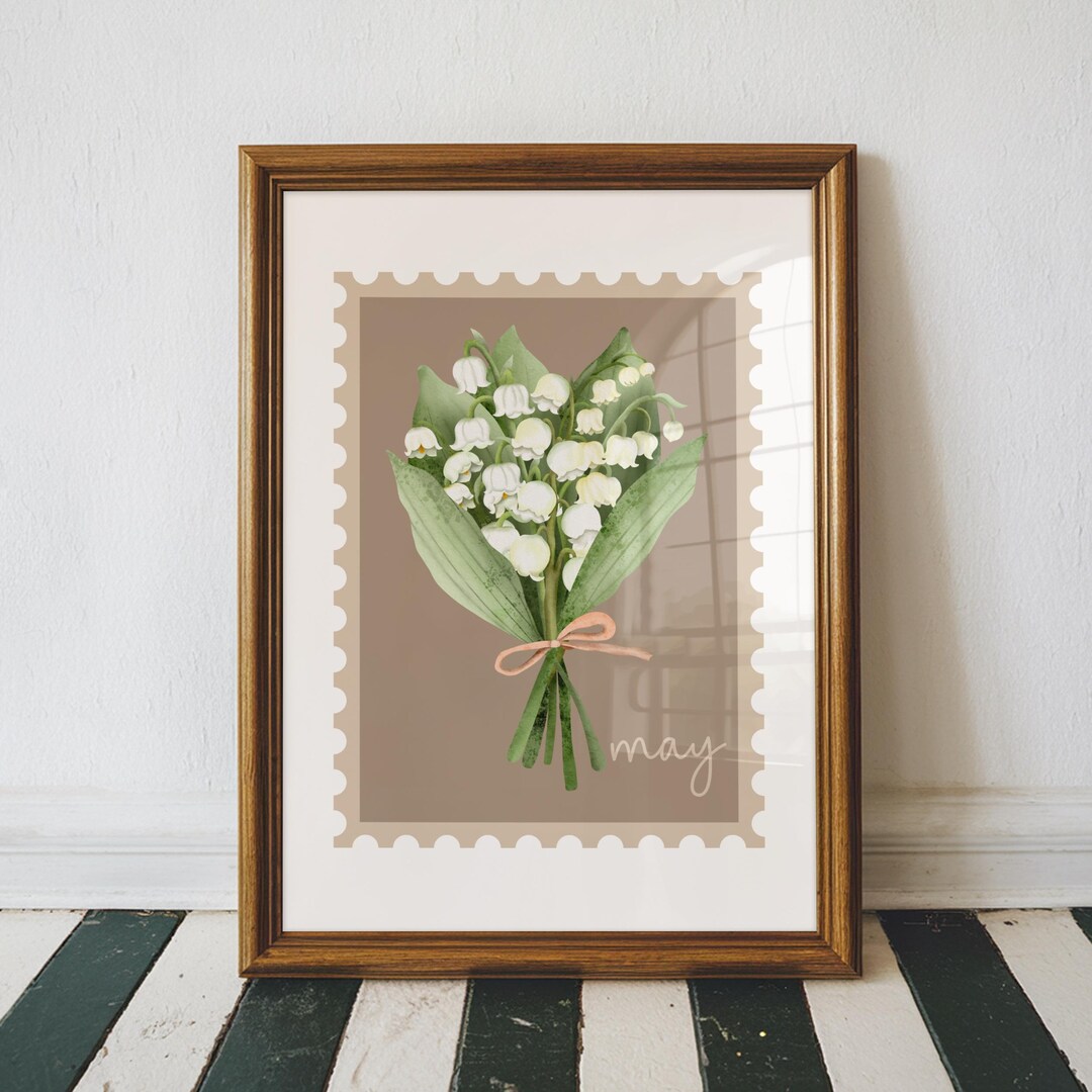 Birth Flower Stamp Printable Wall Art Home Decor Living Room Decor ...