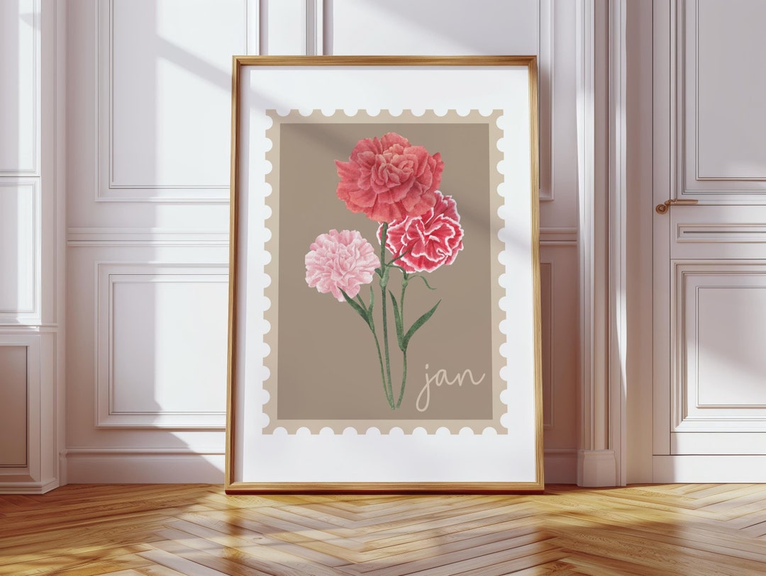 Birth Flower Wall Art Monthly Flower Digital Print Nursery Decor Baby ...