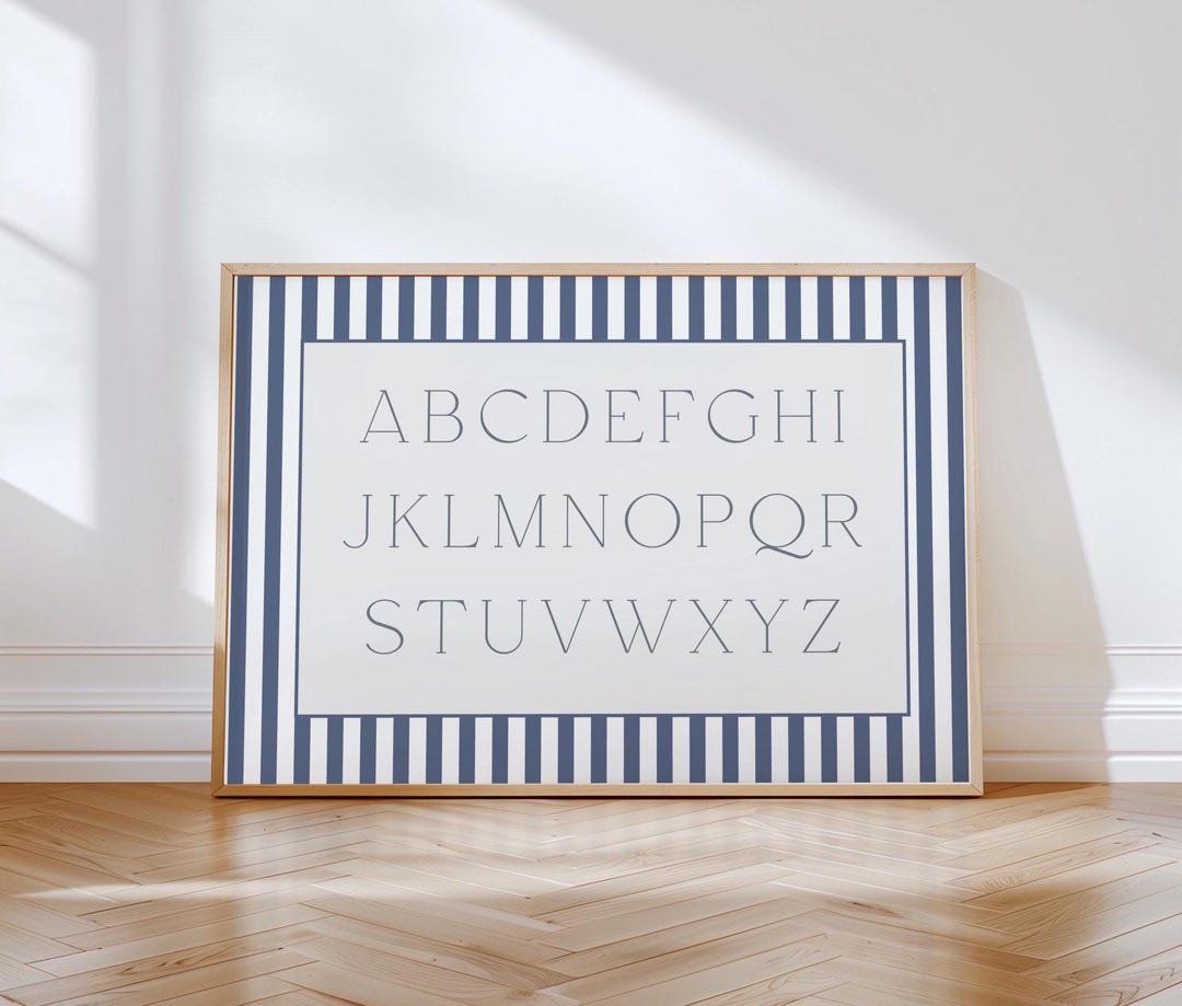 Blue Alphabet Wall Art for Nursery Montesorri Alphabet Printable ...