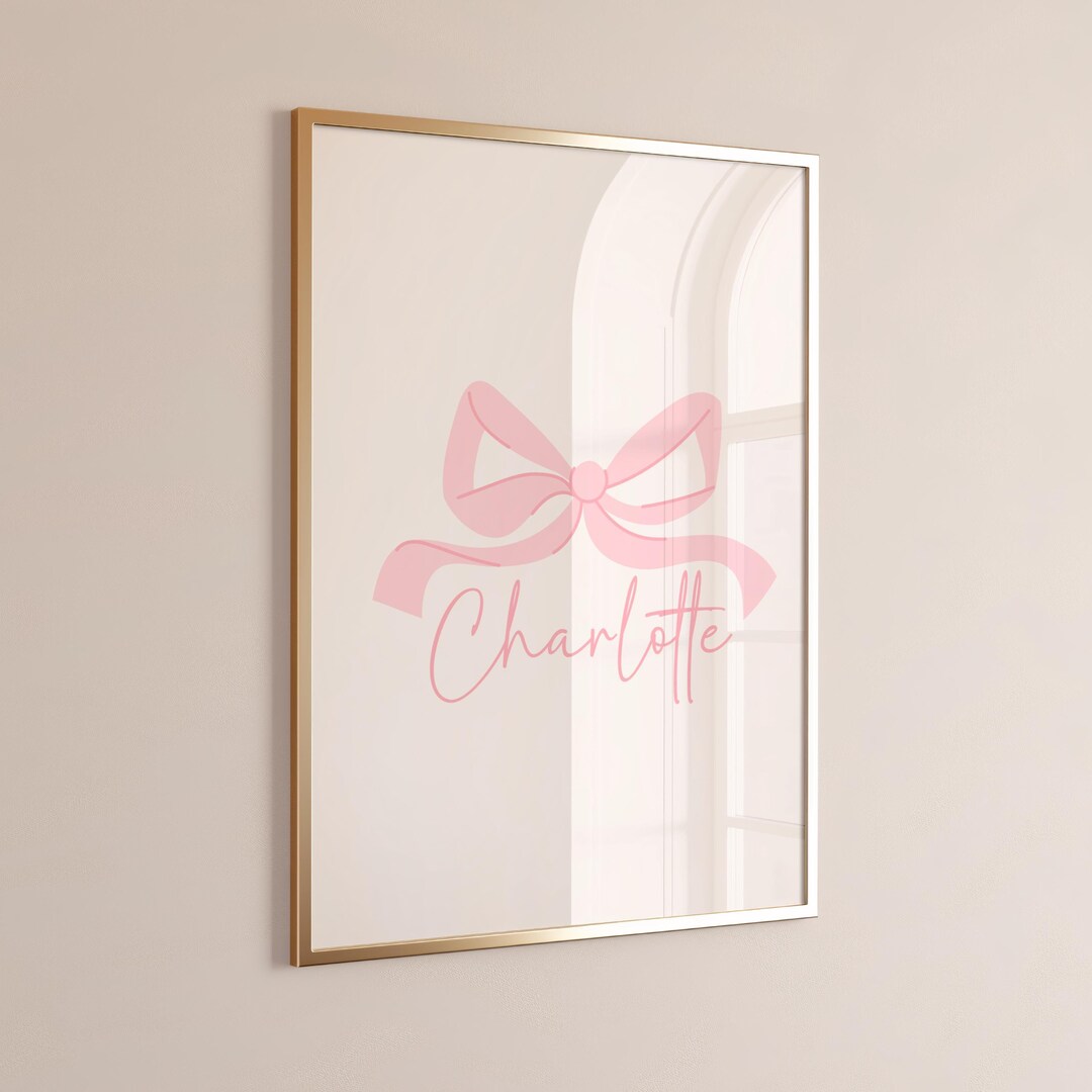 Pink Bow Nursery Decor Digital Bow Print for Nursery Sign Girl Bedroom ...