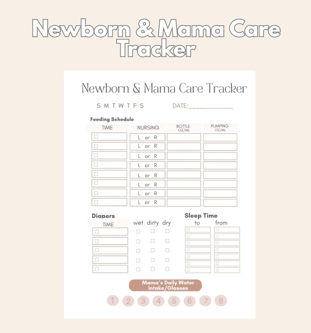 Newborn Daily Care Log for New Mom Care Log for Baby Newborn Chart ...