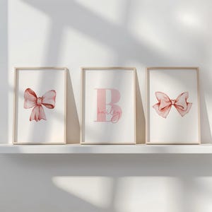 Pink Theme Bow Girl Nursery Decor for Girl Bedroom Monogram Bow Print ...