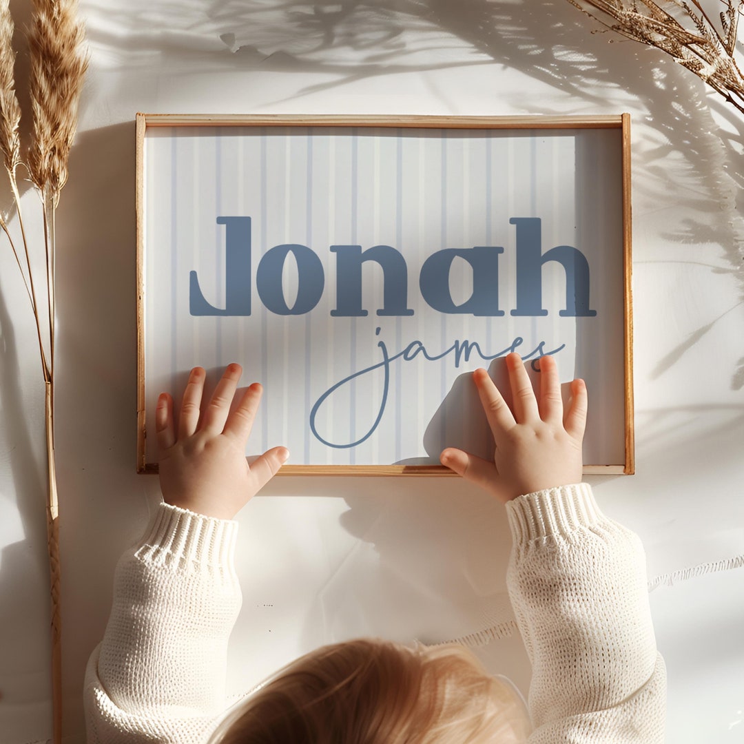 Monogram Name Sign Baby Boy Room Decor Blue Baby Theme Nursery Decor ...