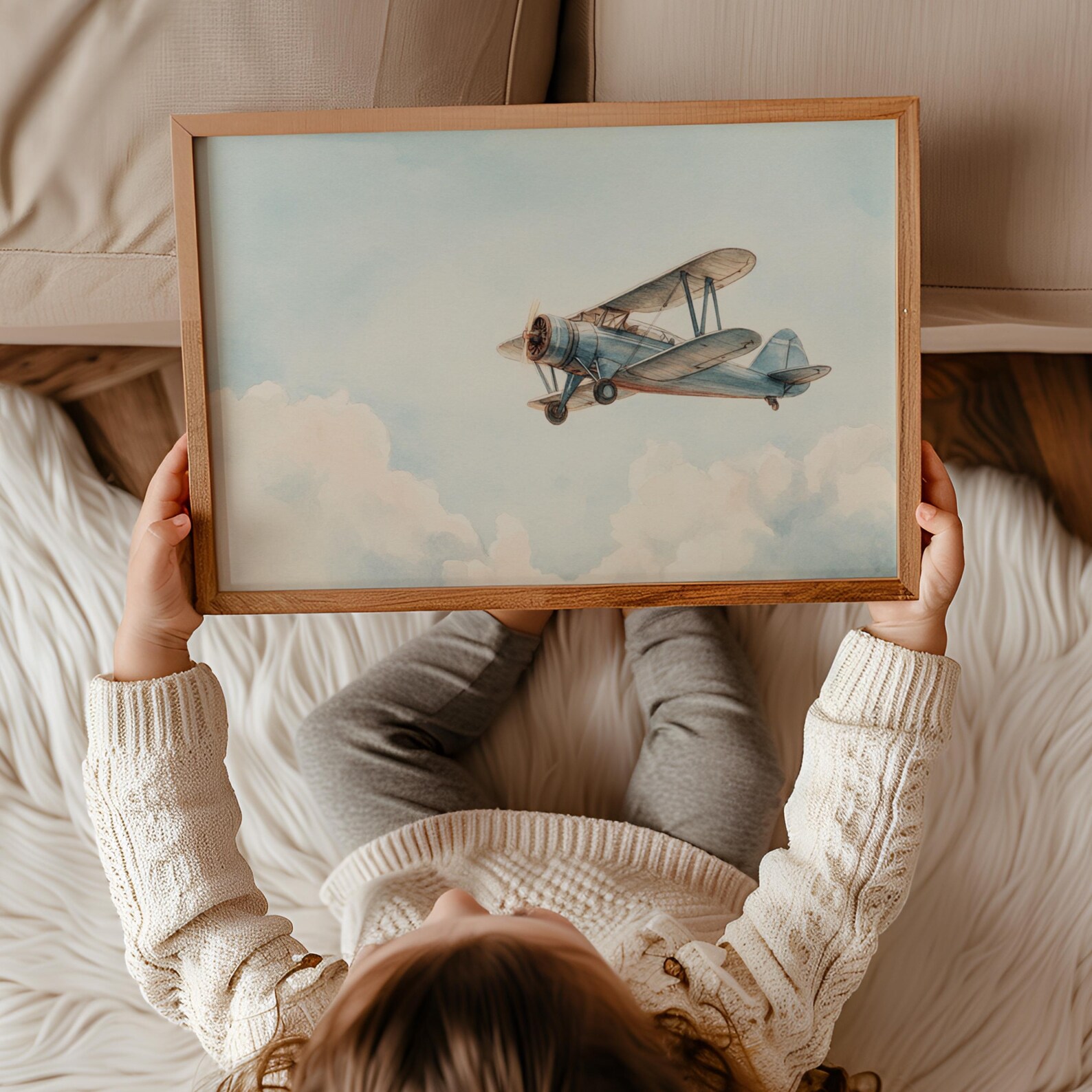 Nursery Airplane Wall Art Aviation Wall Decor for Boy Bedroom Vintage ...