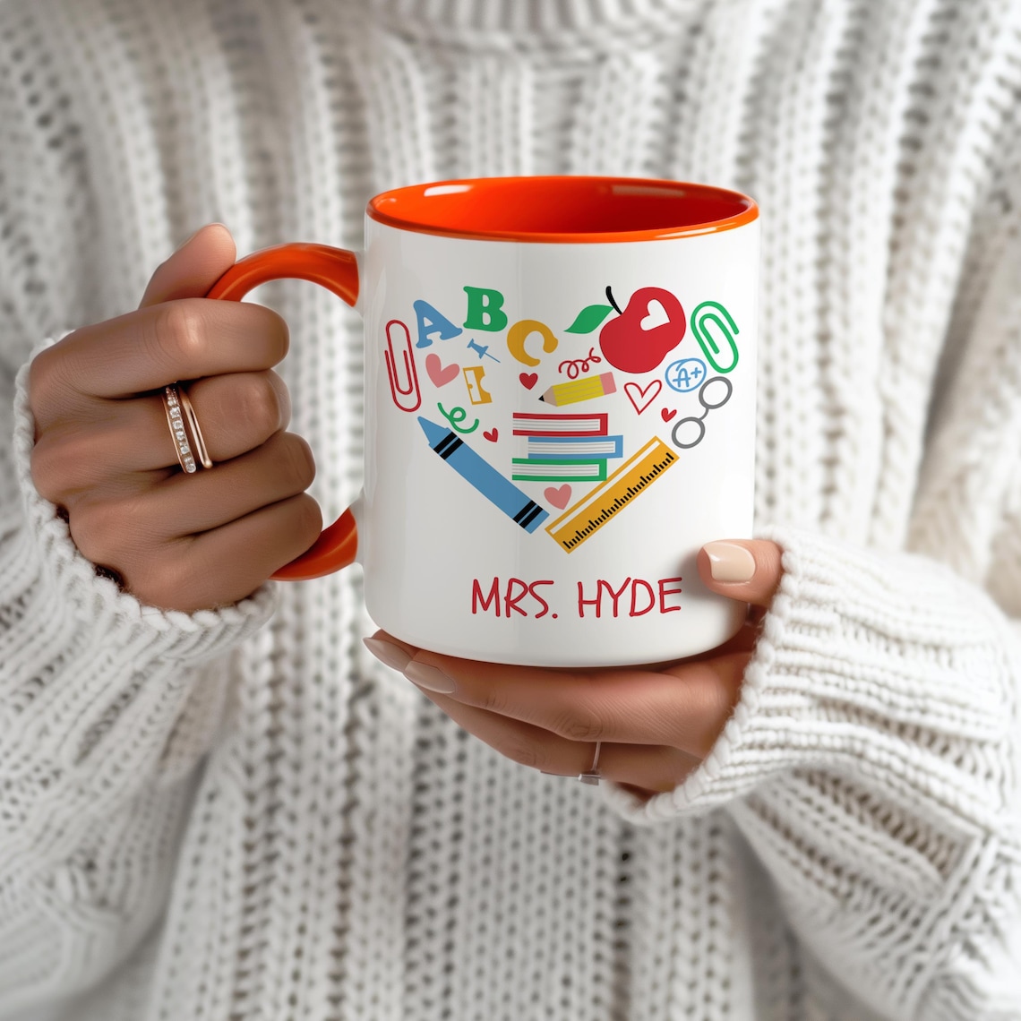 Personalized Teacher Mug: Cute Classroom Supplies Design, Custom Name ...
