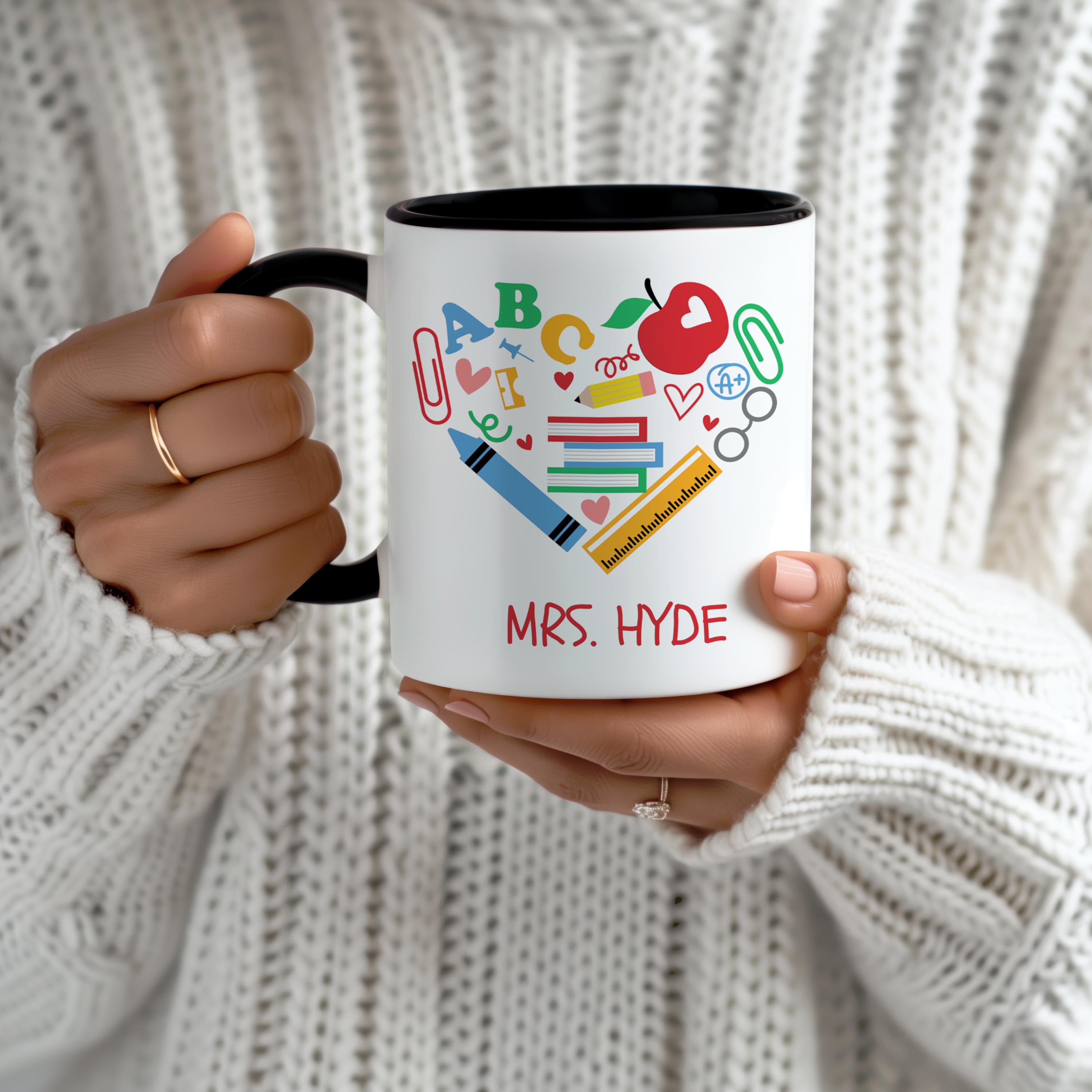 Personalized Teacher Mug: Cute Classroom Supplies Design, Custom Name ...