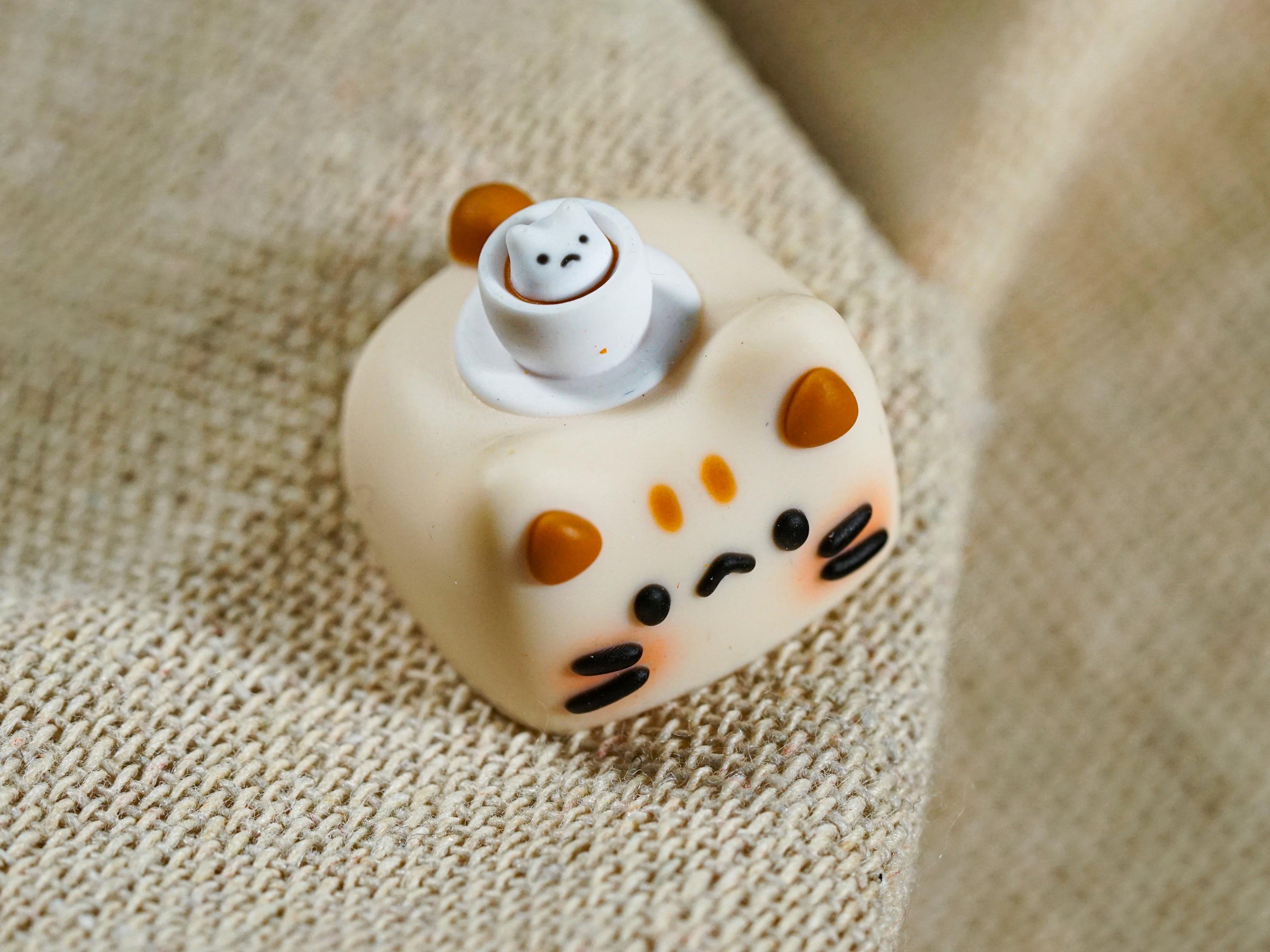 Coffee Cat Dessert Artisan Keycap, Cute Miniature Food Keycap for ...