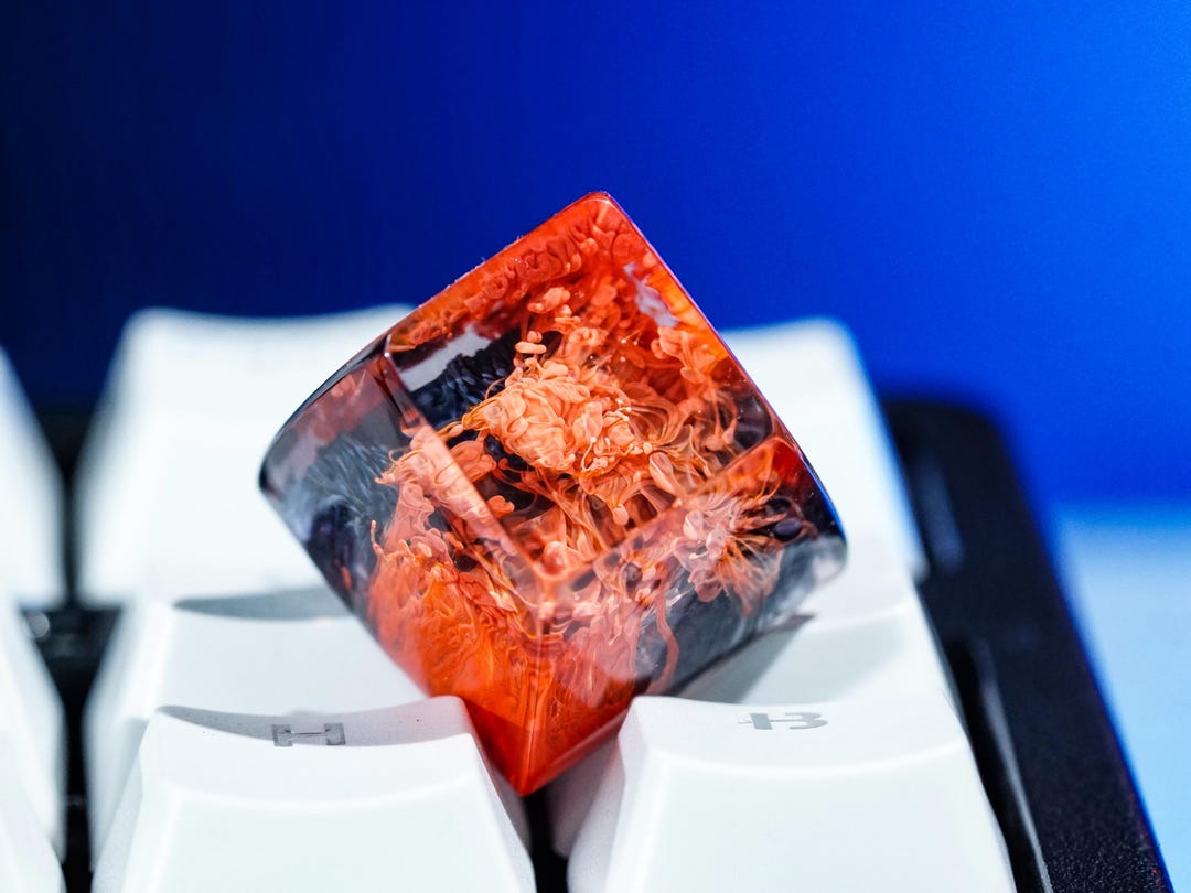Black and Red Coral Keycap, Ocean-themed Artisan Keycap for MX Cherry ...