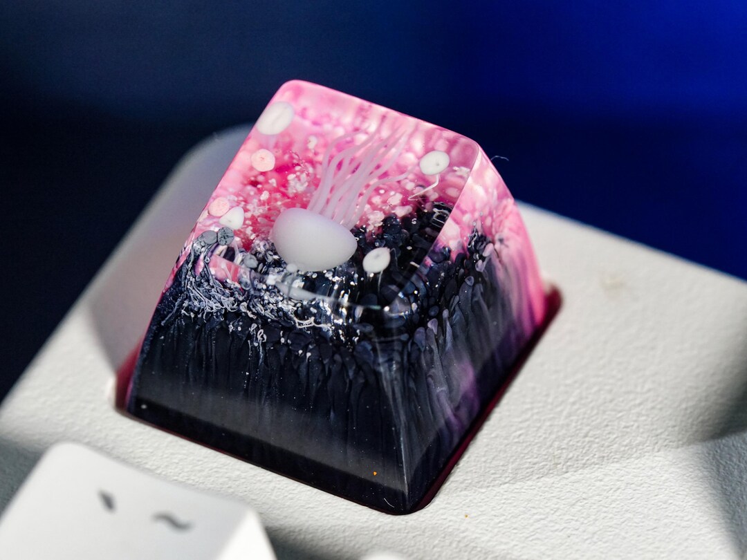 Black Pink Jellyfish Artisan Keycap, Handmade SA Profile Keycap for ...