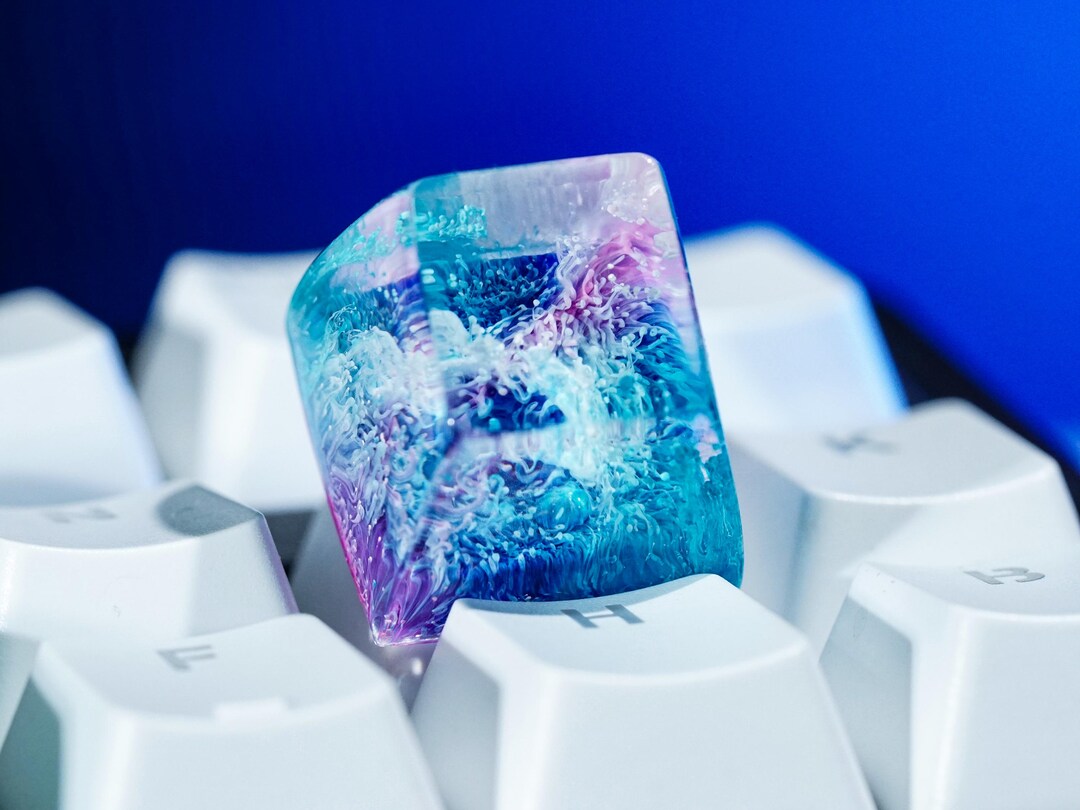 Blue and Pink Coral Keycap, Ocean-themed Artisan Keycap for MX Cherry ...