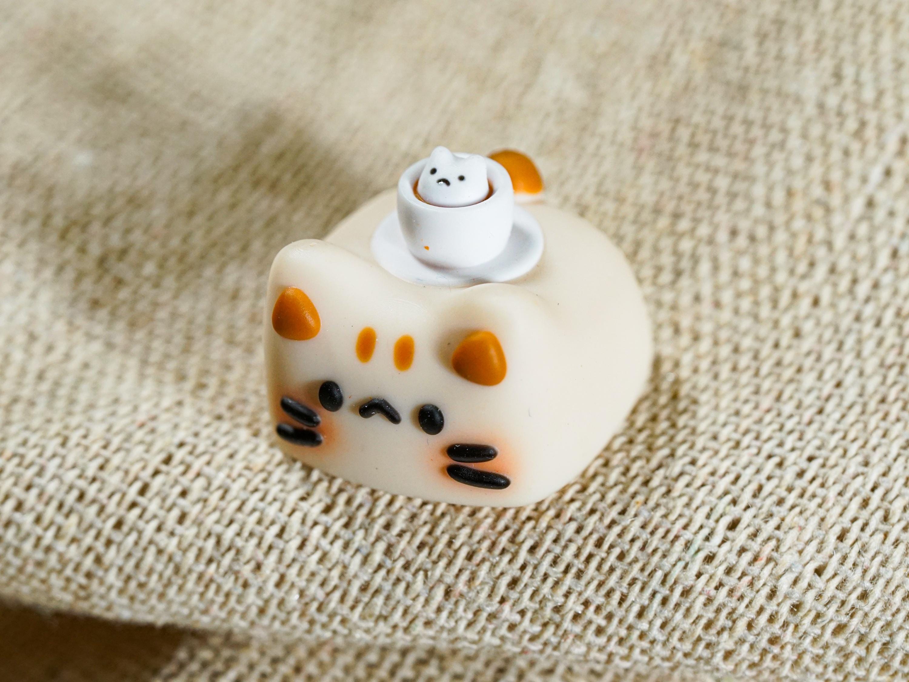 Coffee Cat Dessert Artisan Keycap, Cute Miniature Food Keycap for ...