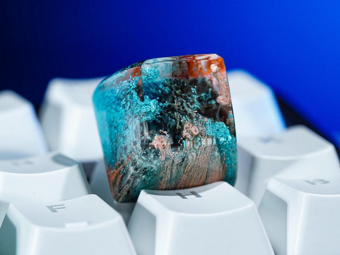 Blue and Brown Coral Keycap, Ocean-themed Artisan Keycap for MX Cherry ...