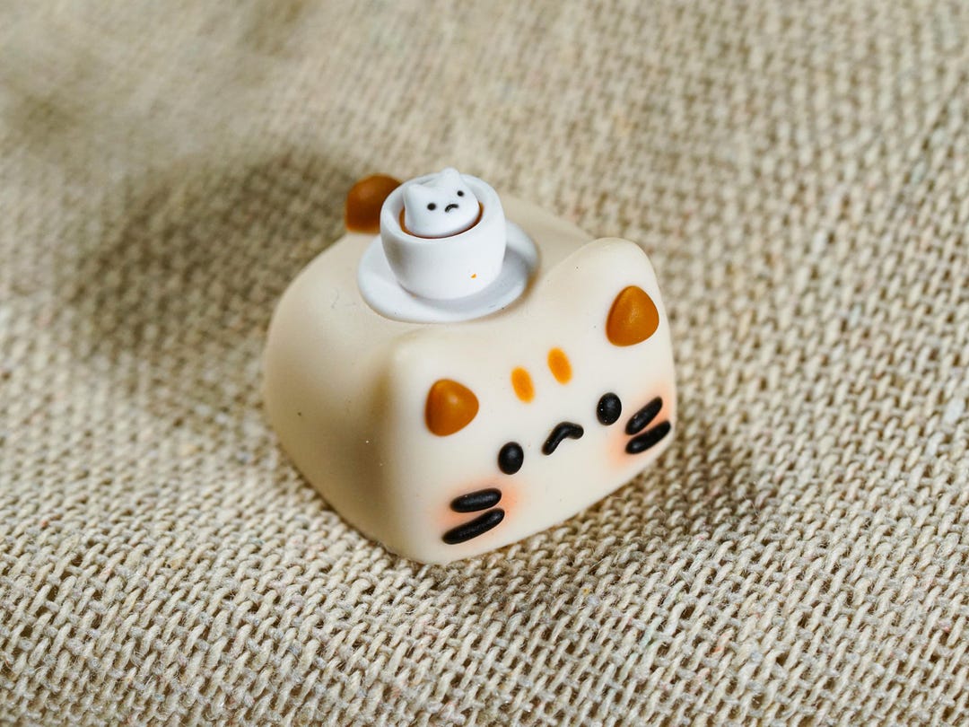Coffee Cat Dessert Artisan Keycap, Cute Miniature Food Keycap for ...