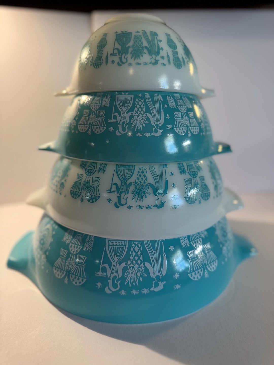 Pyrex Turquoise Amish Butterprint Cinderella Mixing Nesting Bowls Set ...