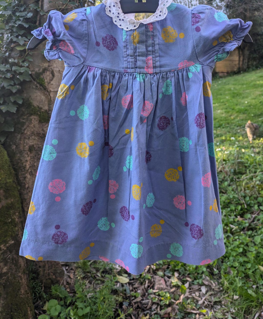 Vintage French Girls Dress, Retro Blue Cotton Fabric, Age 2 - Etsy