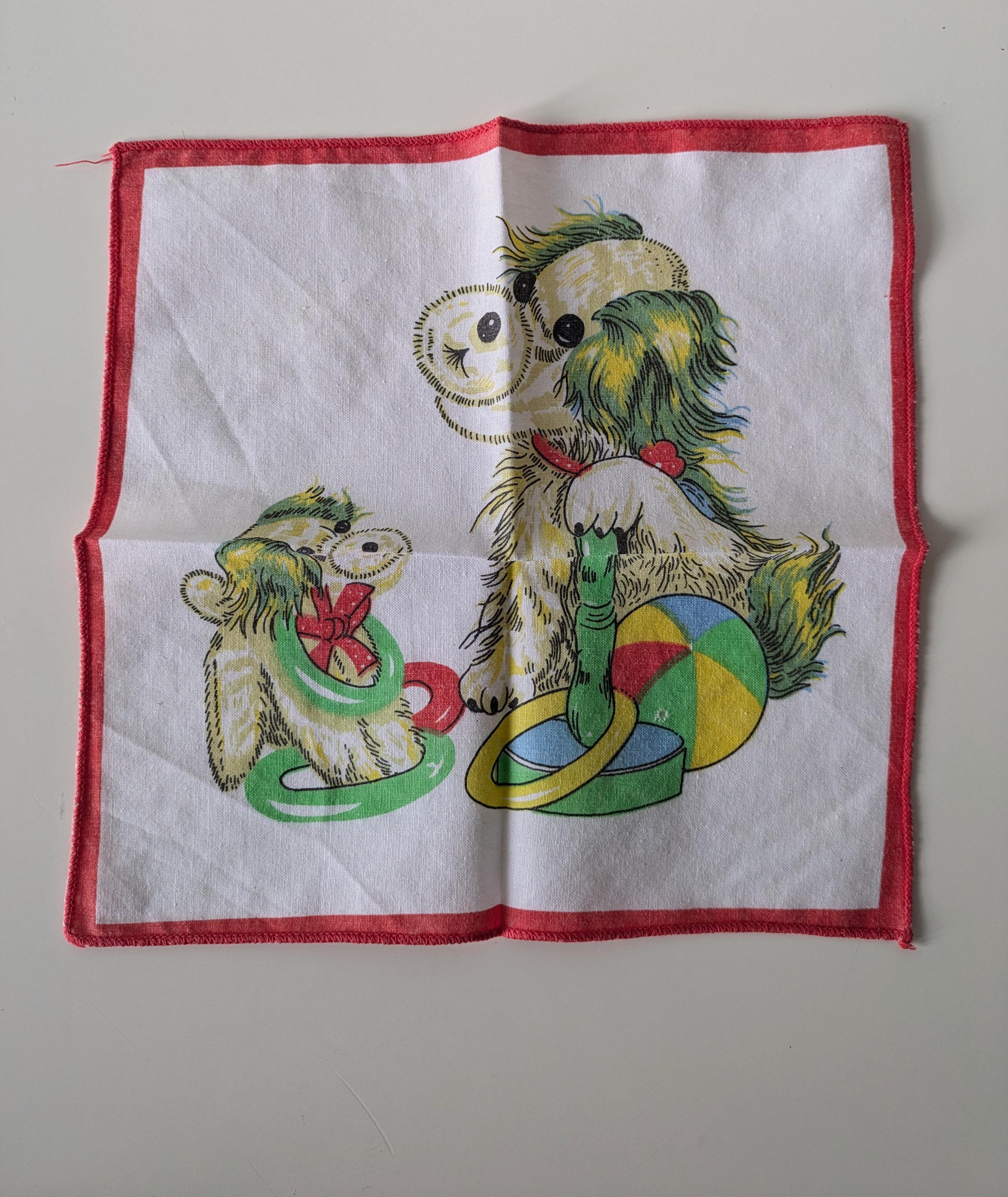 Vintage Kids Cotton Handkerchiefs, Retro 1970s French Hankies, Set of 6 ...