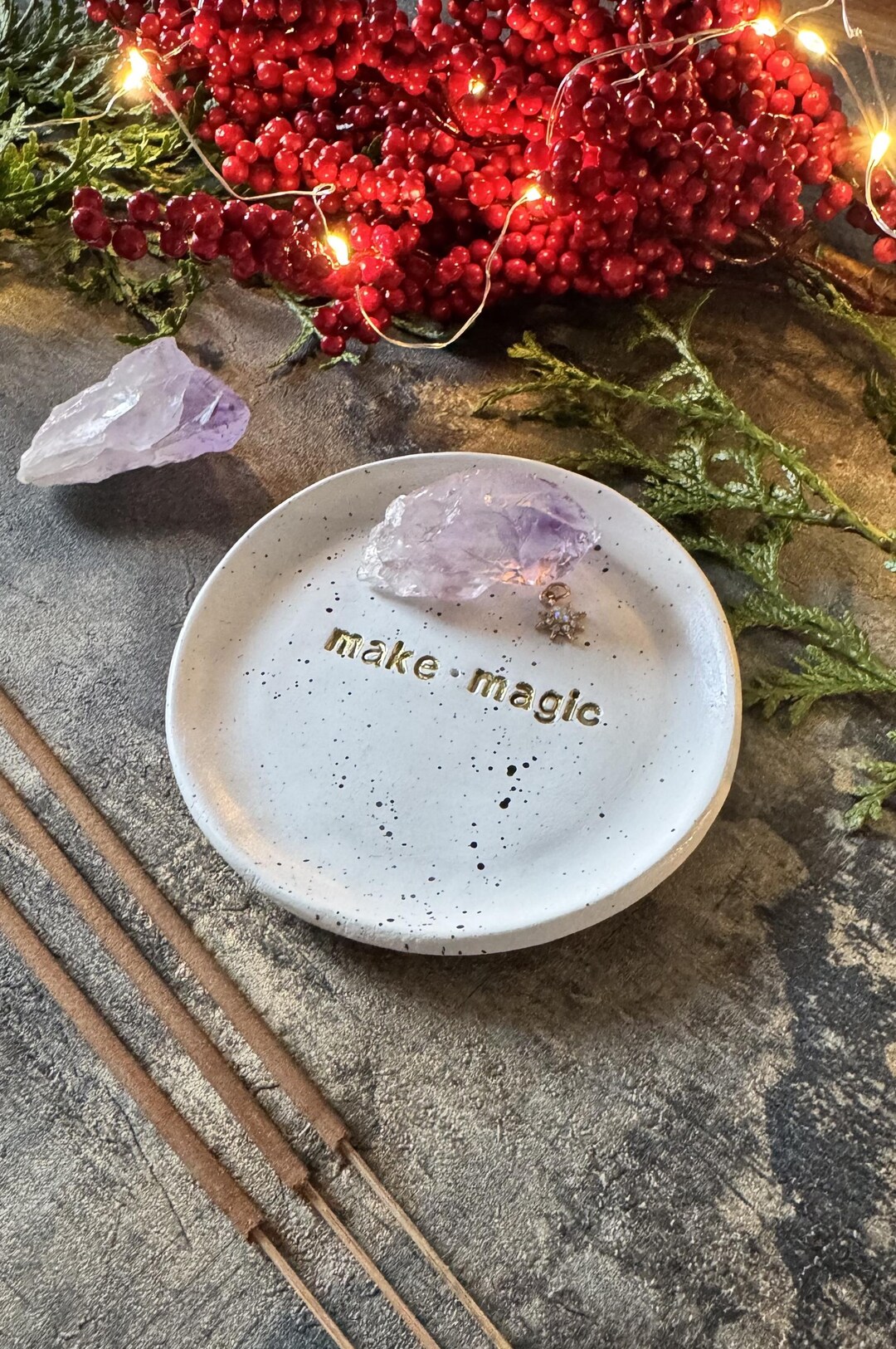 Make Magic Dish and Incense Holder, Handmade Incense Burner, Crystal ...