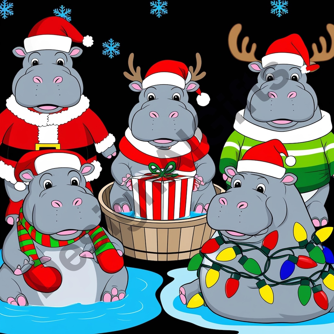 Moo Deng, I Want Moo Deng for Christmas Png, Hippo Christmas Lights Png ...