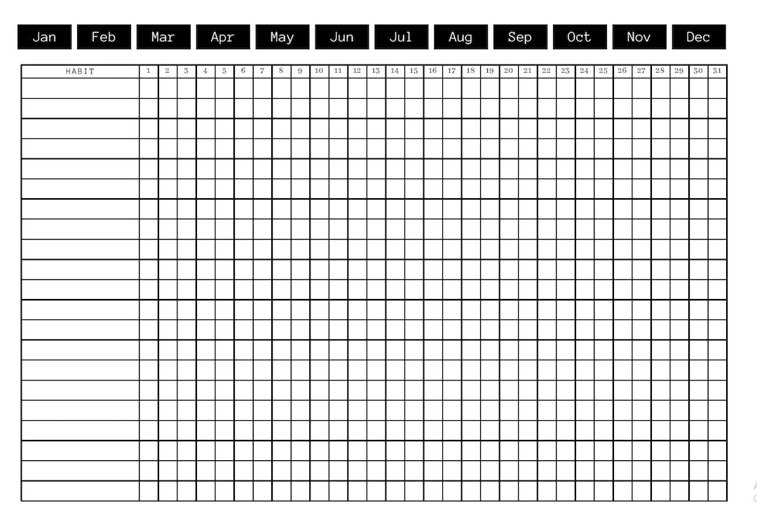 Monochrome Habit Tracker - Goodnotes, Print, Etc. - Etsy