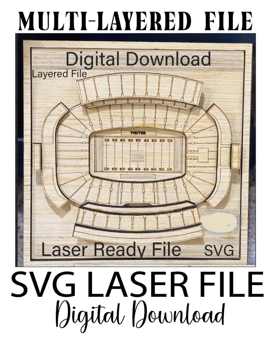 Football Stadium Laser Ready File, SVG Sports Stadium Multi-layered ...