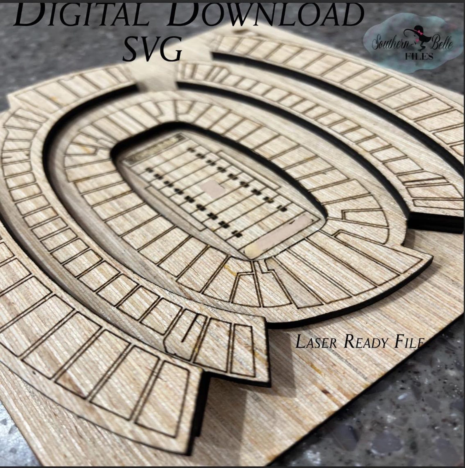 Football Stadium SVG Laser Ready File, Sports Stadium Cut File, 3D ...