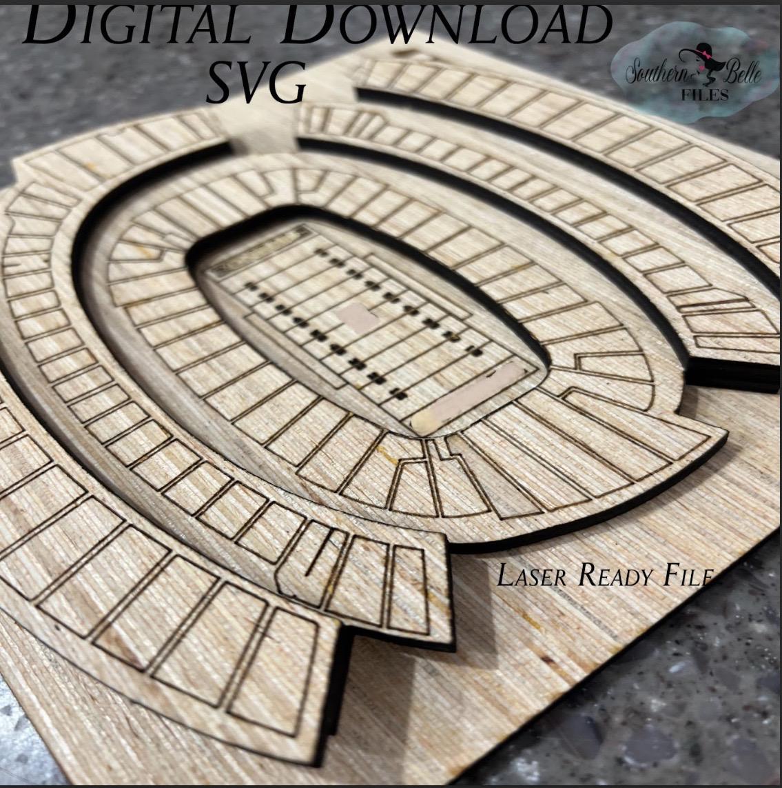 Football Stadium SVG Laser Ready File, Sports Stadium Cut File, 3D ...