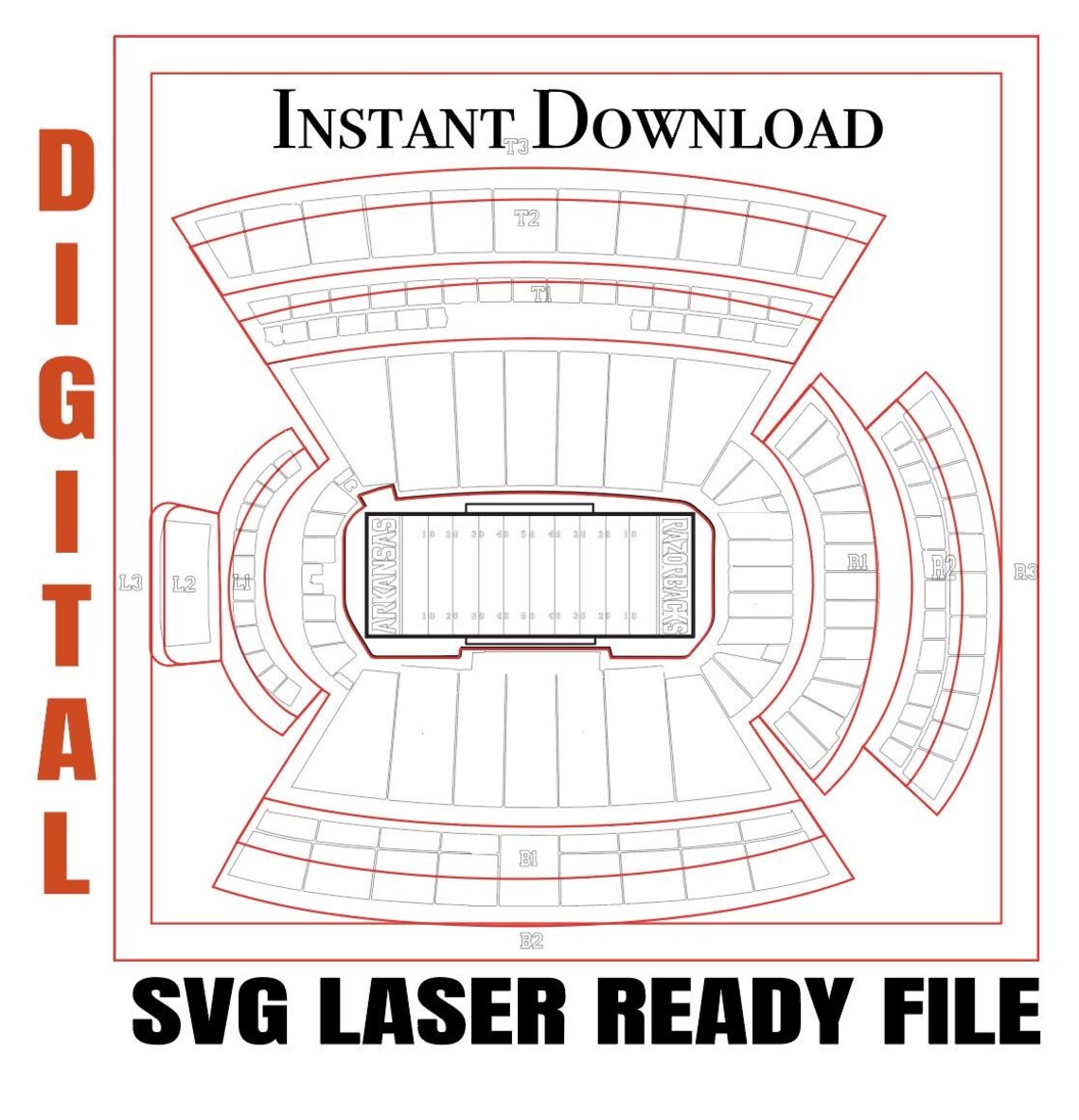 Stadium Series Football Stadium Digital Laser Cut File, Laser Ready ...