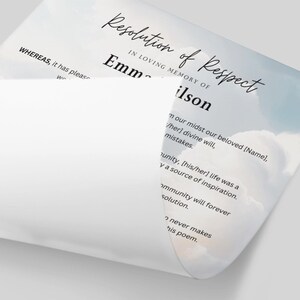 Funeral Resolution Letter, Memorial Resolution, in Loving Memory ...