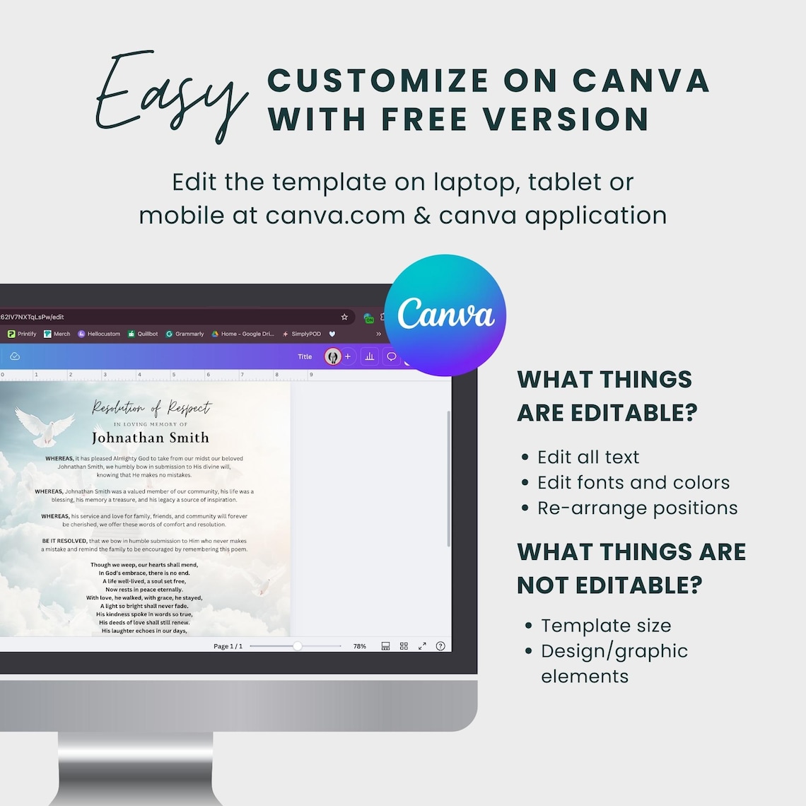 Funeral Resolution Letter, Memorial Resolution, in Loving Memory, Memorial Service Letter ...