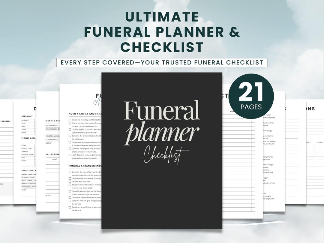 Memorial Checklist, Funeral Checklist, End of Life Planner, Funeral ...