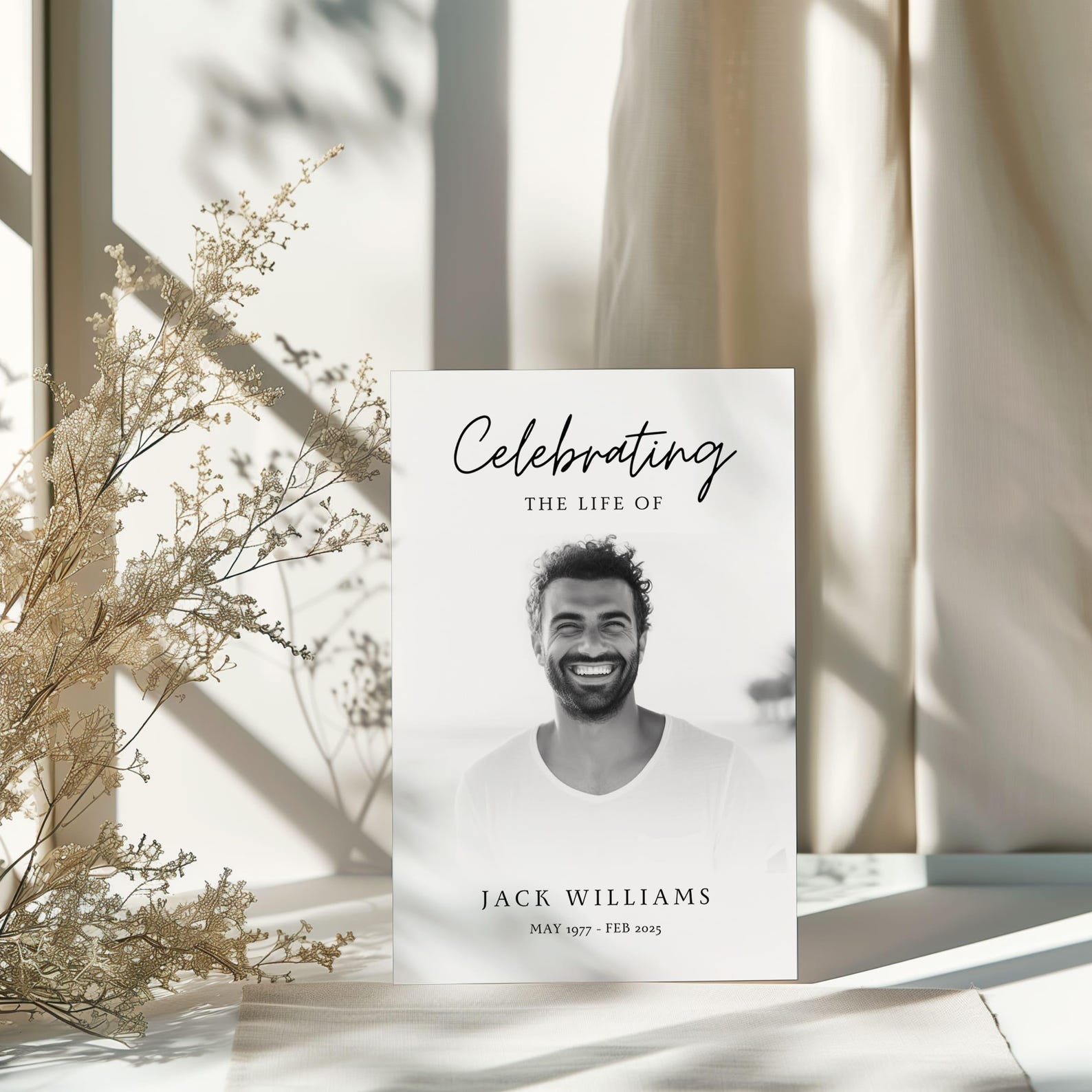 Minimalist Funeral Program, Modern Obituary Template, Celebration of ...