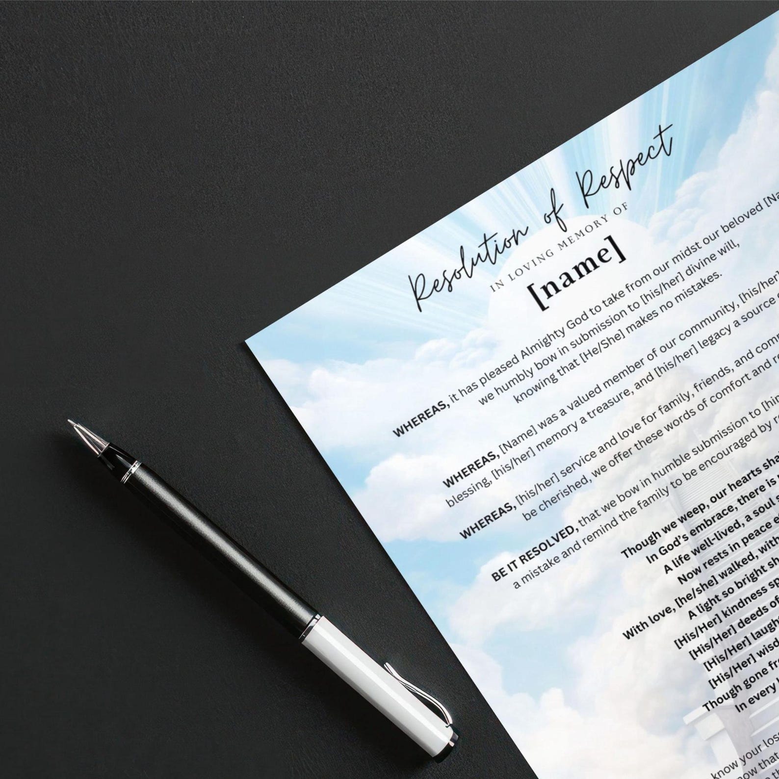 Funeral Resolution Letter, Memorial Resolution, in Loving Memory ...