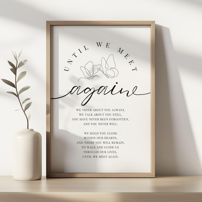 Funeral Poem, Funeral Favors Sign, Verse Until We Meet Again for ...