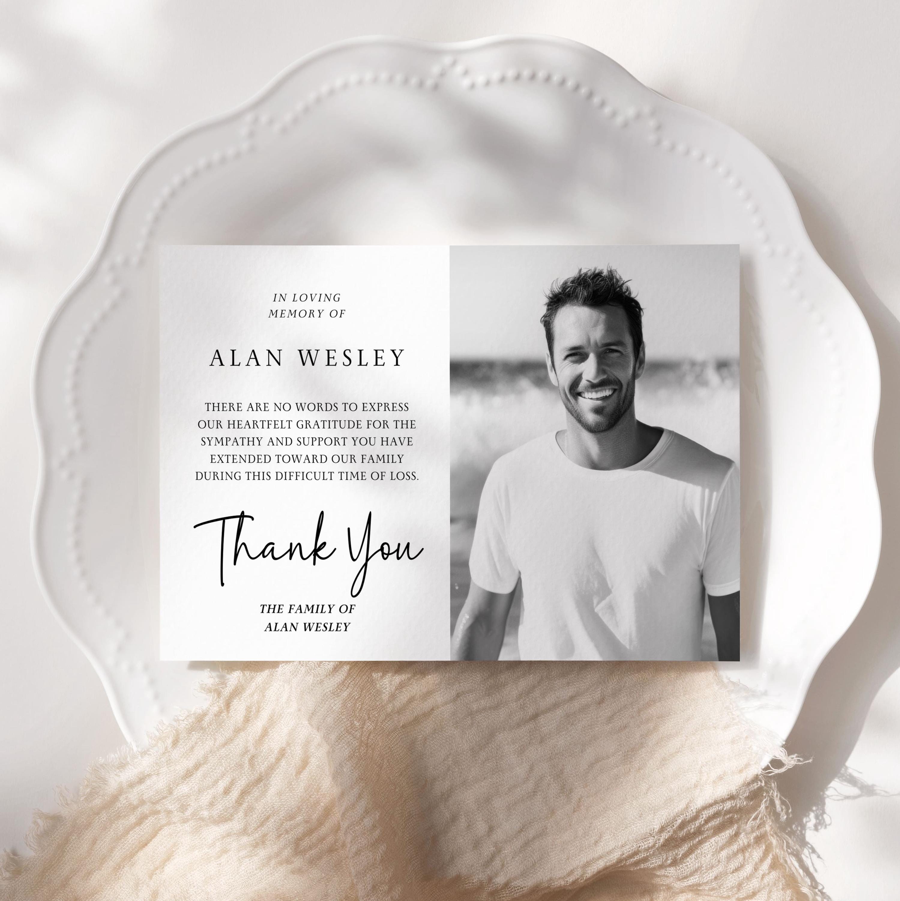 Minimal Memorial Thank You Card Template, Simple Funeral Thank You Card ...
