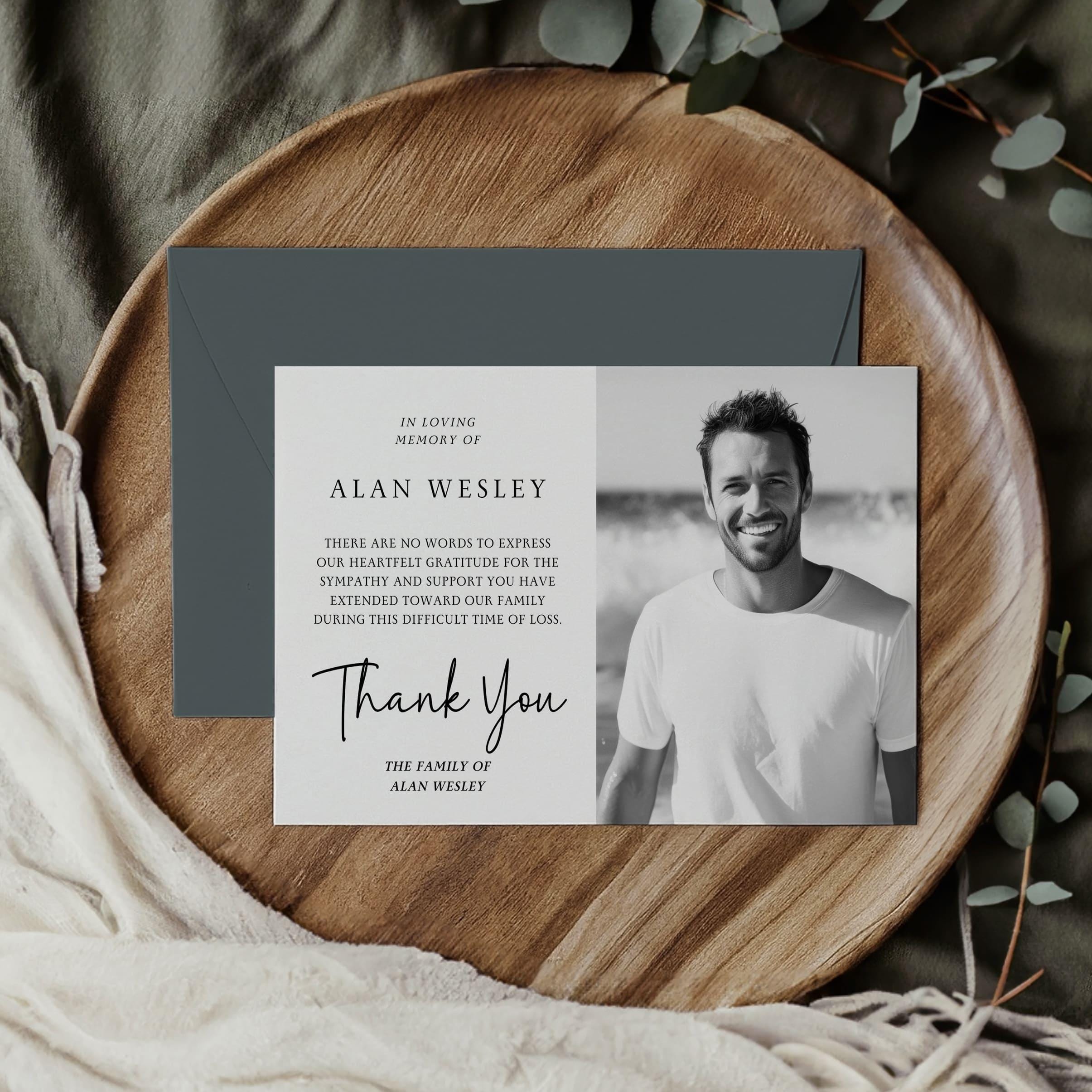Minimal Memorial Thank You Card Template, Simple Funeral Thank You Card ...