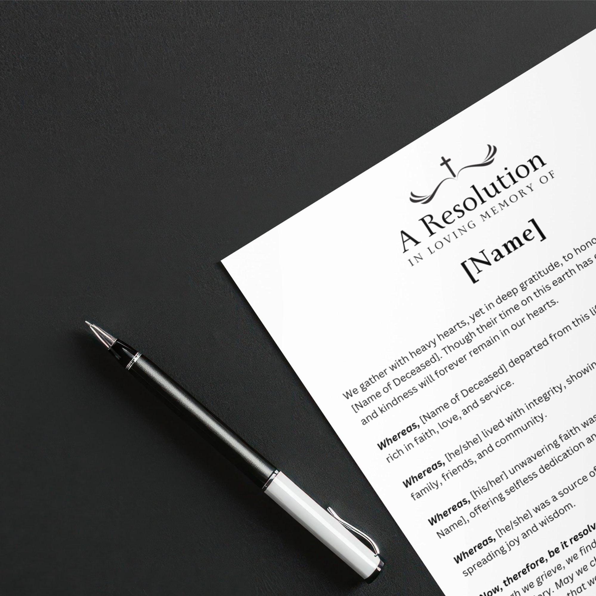 Funeral Resolution Letter, Memorial Resolution, in Loving Memory ...