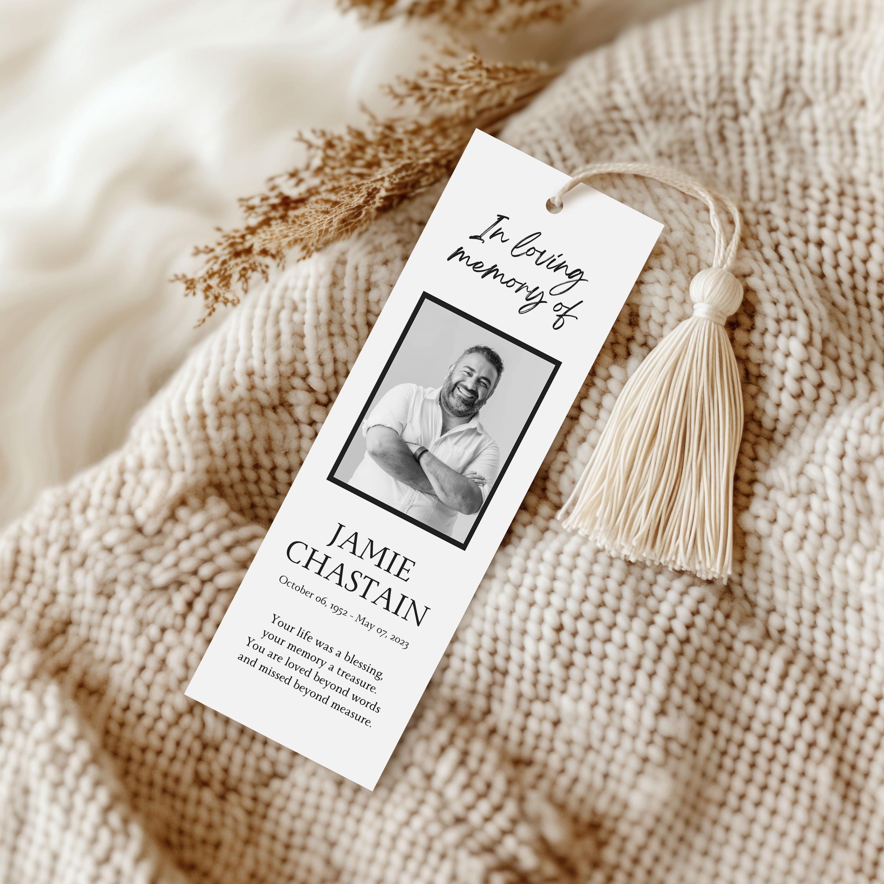 Minimal Memorial Bookmark Template, Custom Funeral Favor, Funeral ...