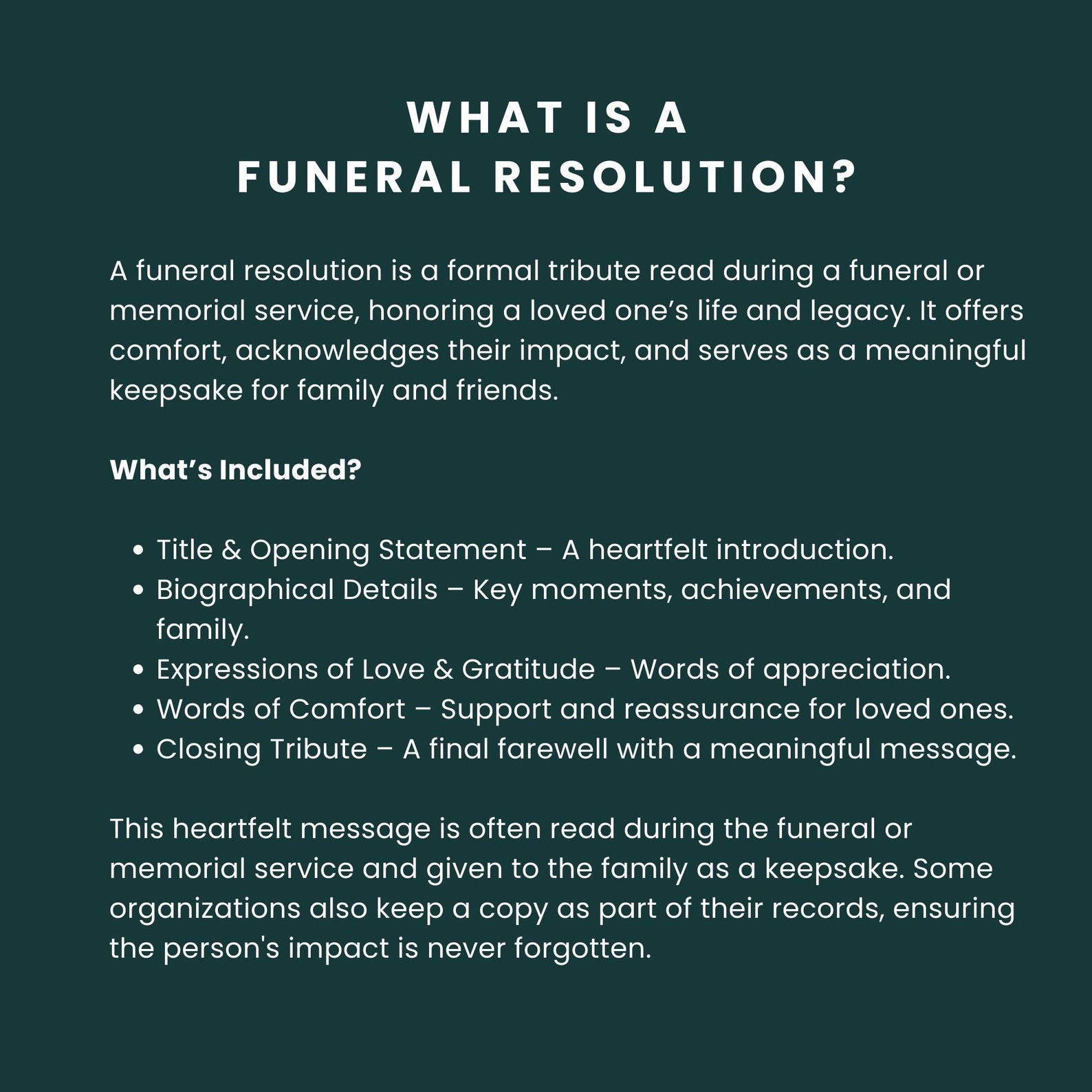 Funeral Resolution Letter, Memorial Resolution, in Loving Memory ...