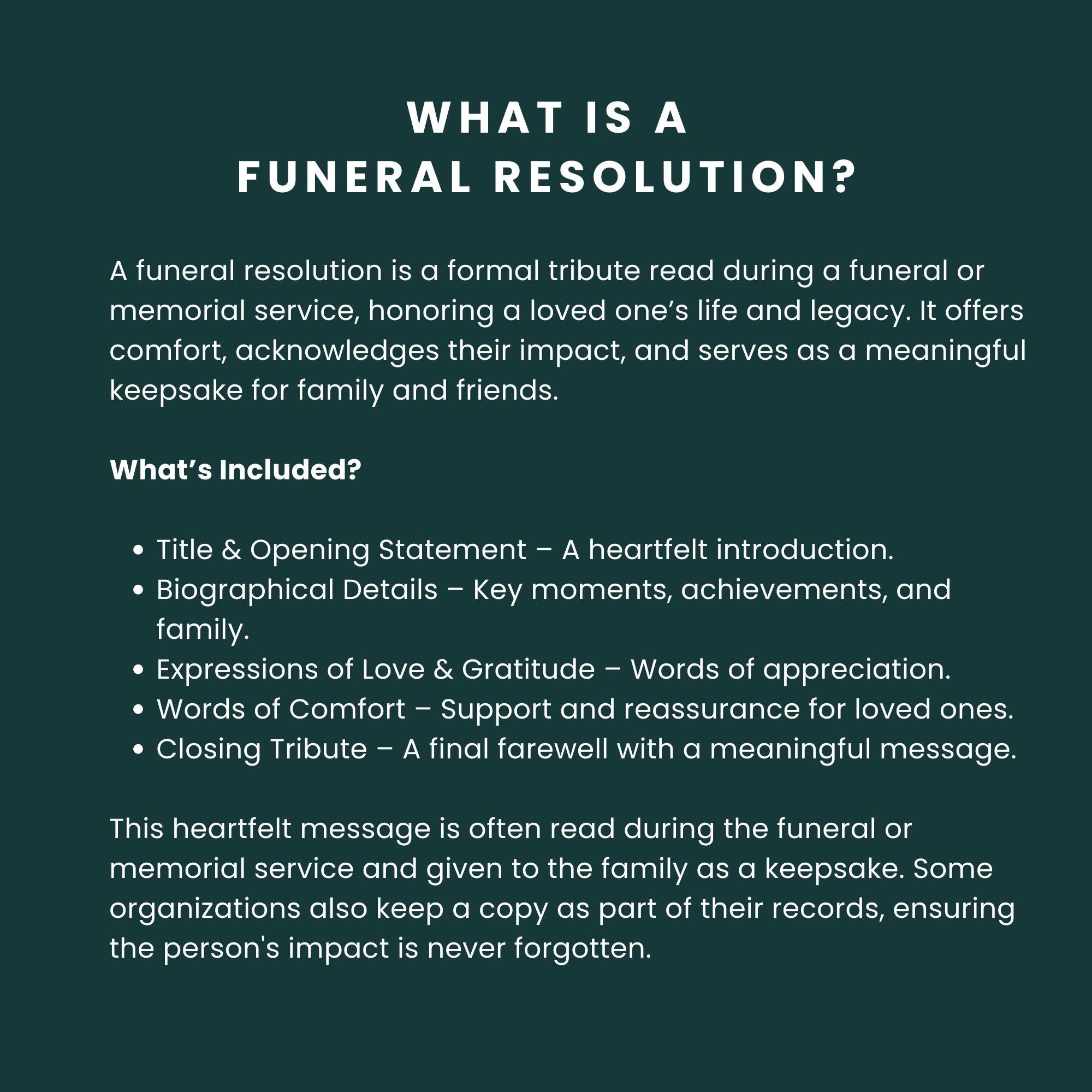 Funeral Resolution Letter, Memorial Resolution, in Loving Memory ...